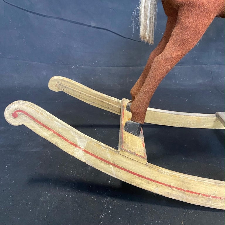Fetching Folk Art British 19th Century Rocking Horse with Glass Eyes ...