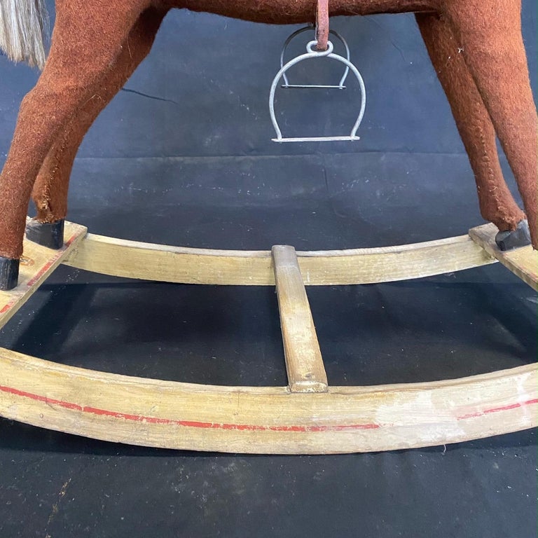 Fetching Folk Art British 19th Century Rocking Horse with Glass Eyes ...