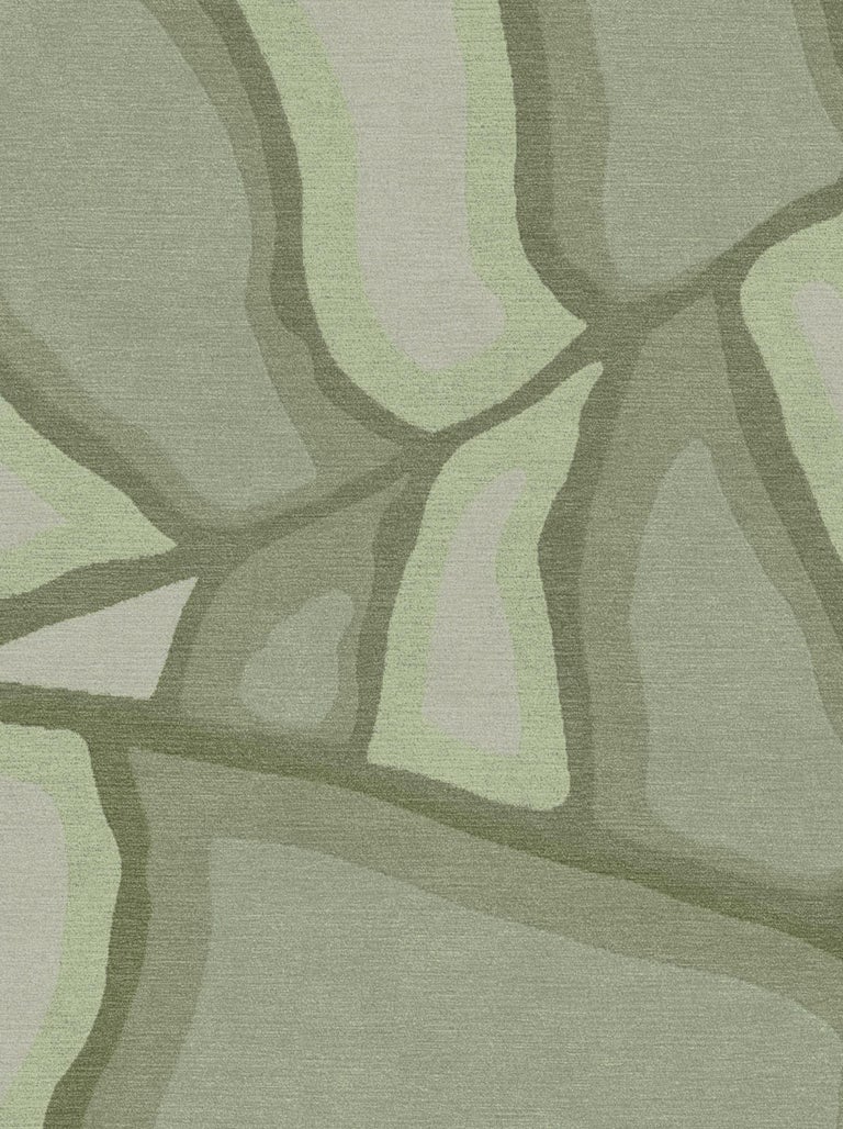 Feuilles Custom Made Hand Knotted Sage Green Wool Rug by Allegra Hicks ...