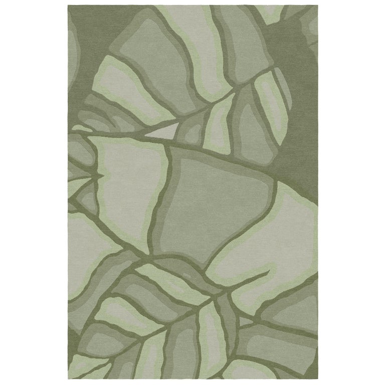 Feuilles Custom Made Hand Knotted Sage Green Wool Rug by Allegra Hicks ...