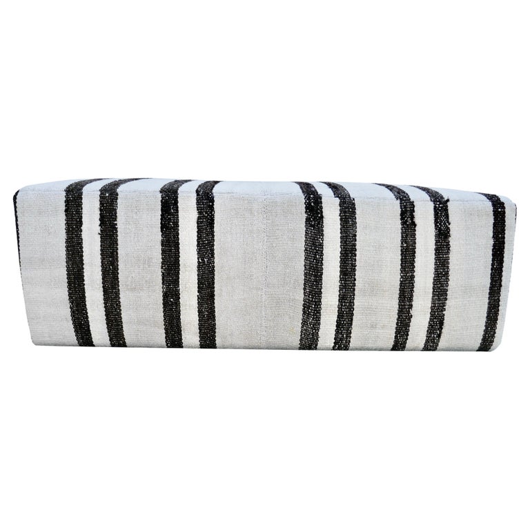 Fi Custom Ottoman Bench In Vintage Berber Tribal Kilim Wool Natural