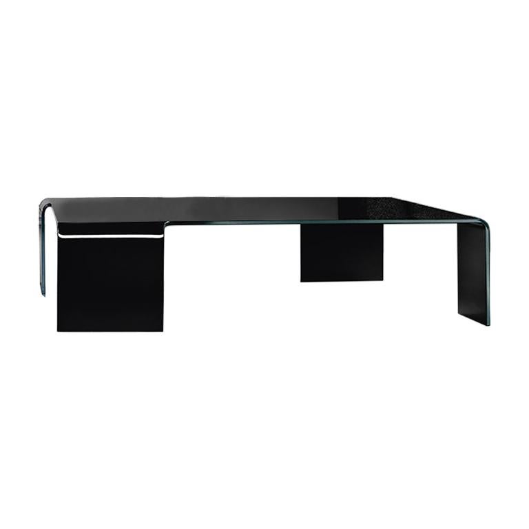 Fiam Black Neutra Glass Coffee Table in Stock at 1stDibs