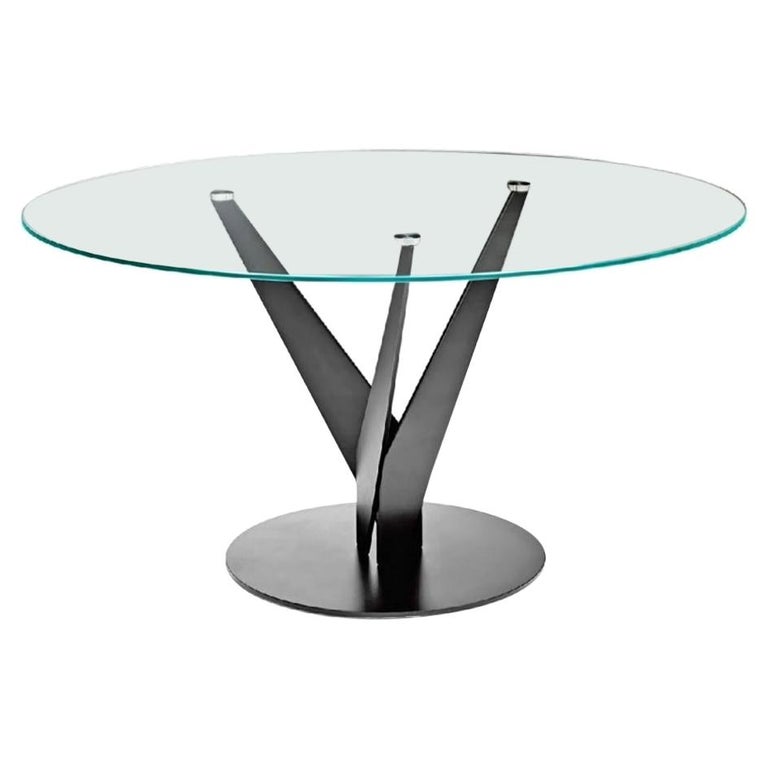 Fiam Epsylon Round Table Transparent glass top by Fabio Di Bartolomei For Sale at 1stDibs