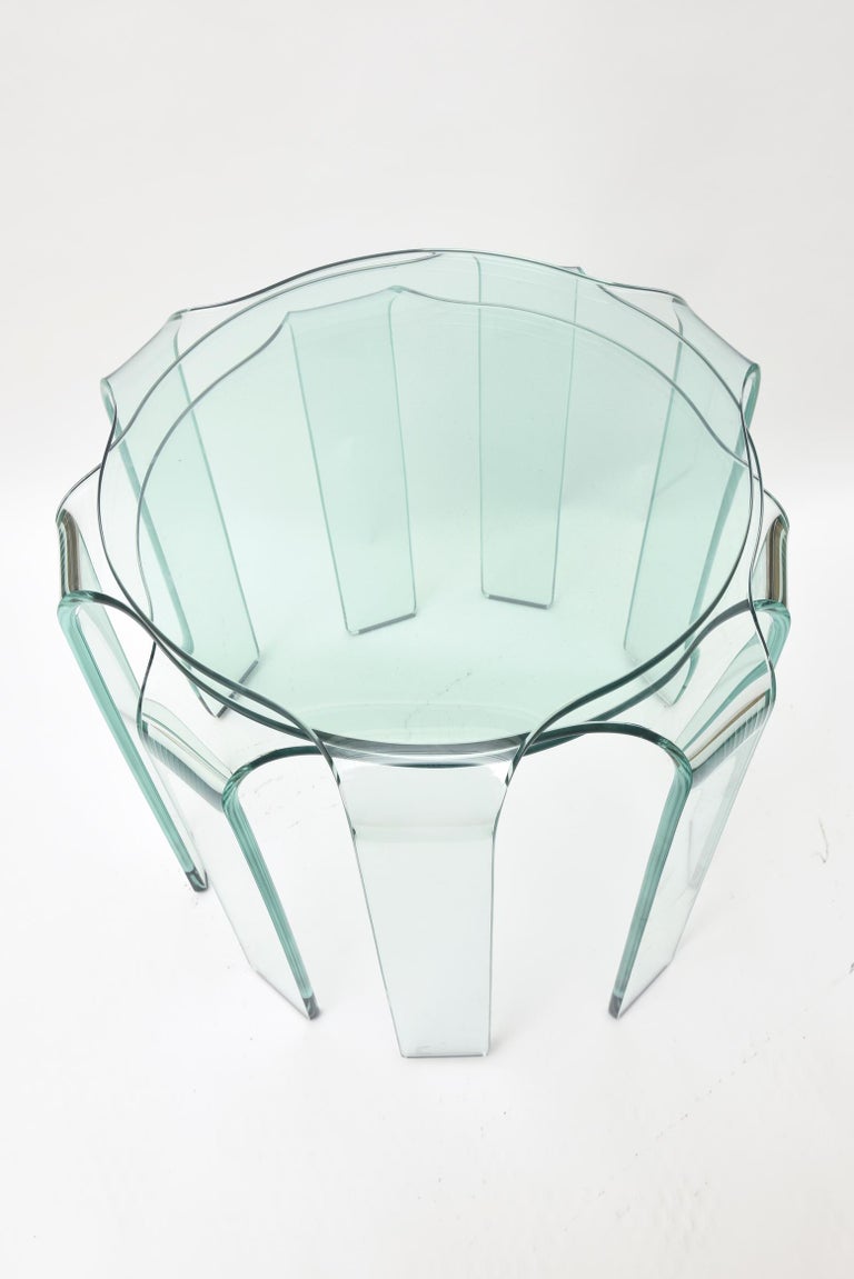 Fiam Glass Nesting Tables Set of Three at 1stDibs