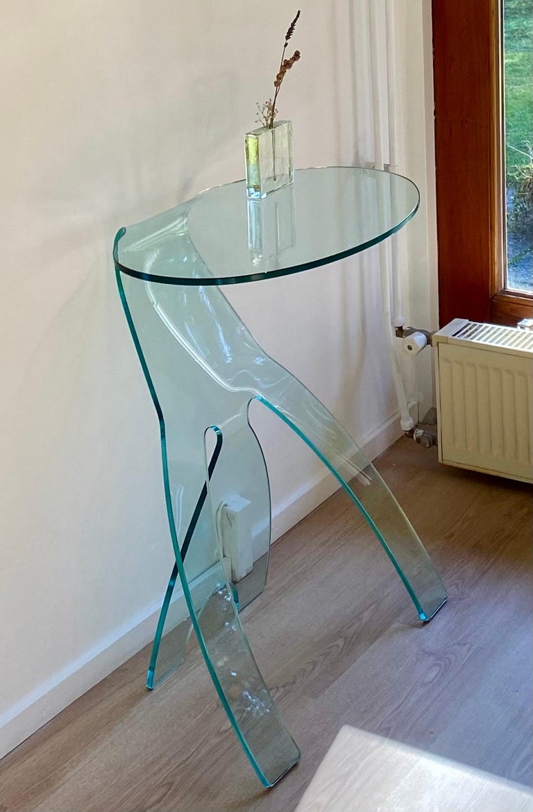 FIAM Italia Glass Side Table ‘Grillo’ by Vittorio Livi, ca. 1980s For ...
