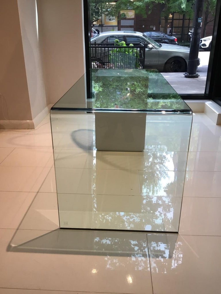 Fiam Rialto L Monolithic Glass Desk with Storage Drawer Unit For Sale ...
