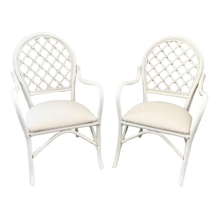 Ficks Reed Arm Chairs with New Todd Hase Upholstery, a Pair For Sale at ...