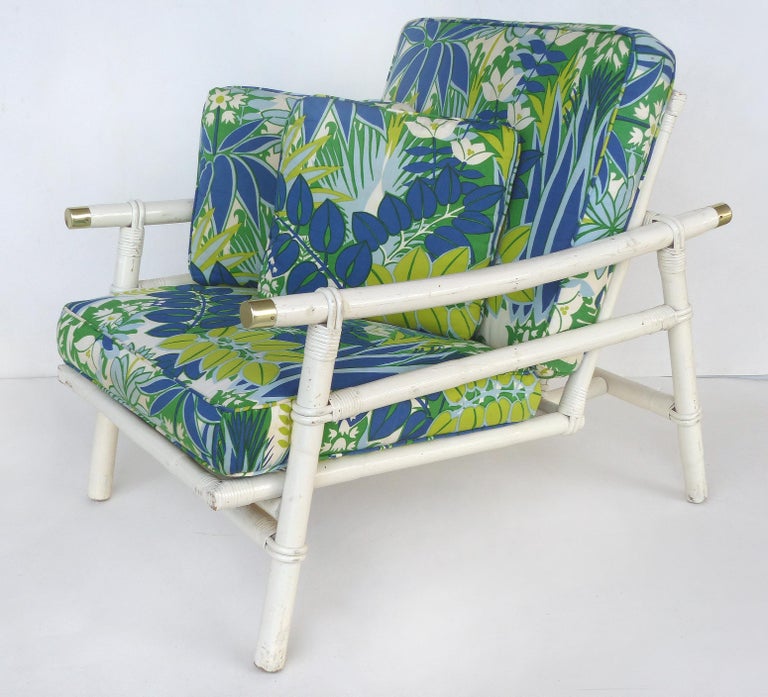 Ficks Reed John Risner Rattan Lounge Chair and Ottoman, Campaign Style ...