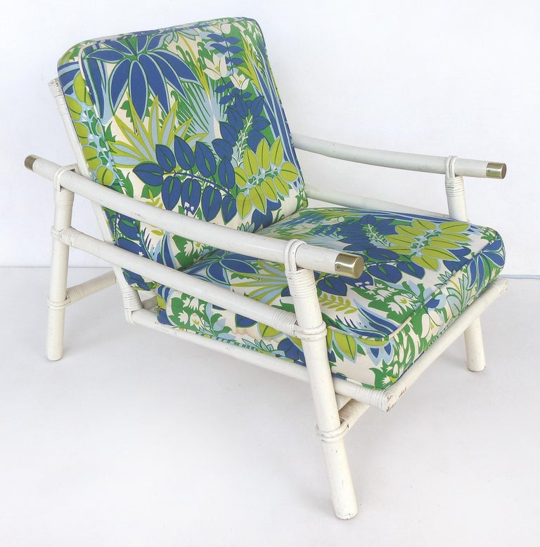 Ficks Reed John Risner Rattan Lounge Chair and Ottoman, Campaign Style ...