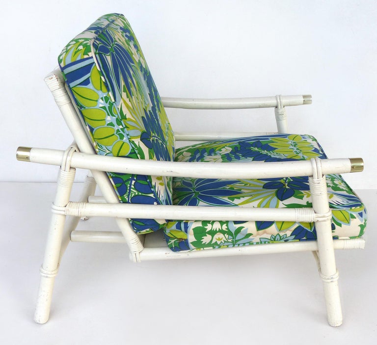 Ficks Reed John Risner Rattan Lounge Chair and Ottoman, Campaign Style ...