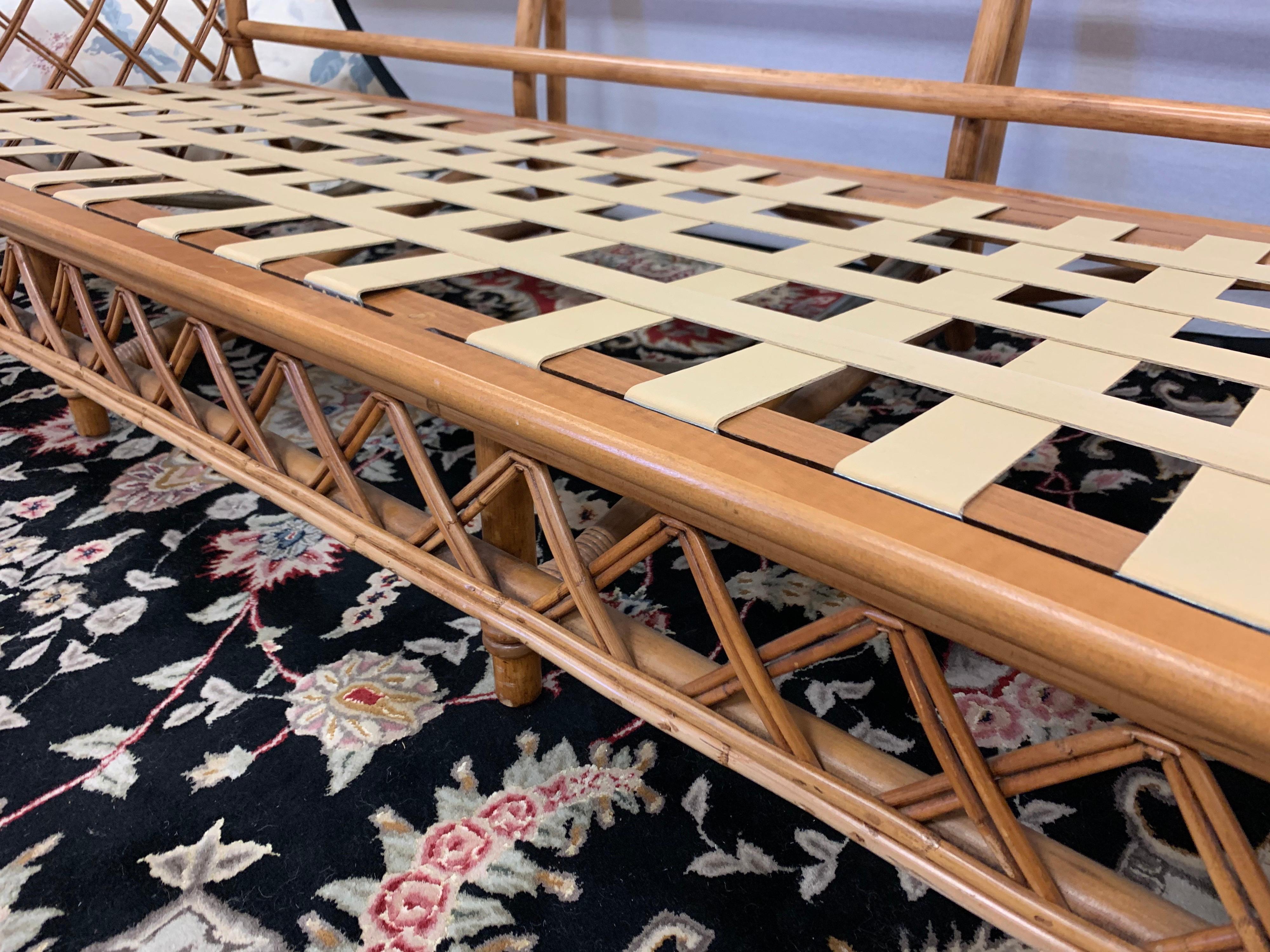 Mid Century Ficks Reed John Wisner Bamboo Rattan Sofa at 1stDibs ...