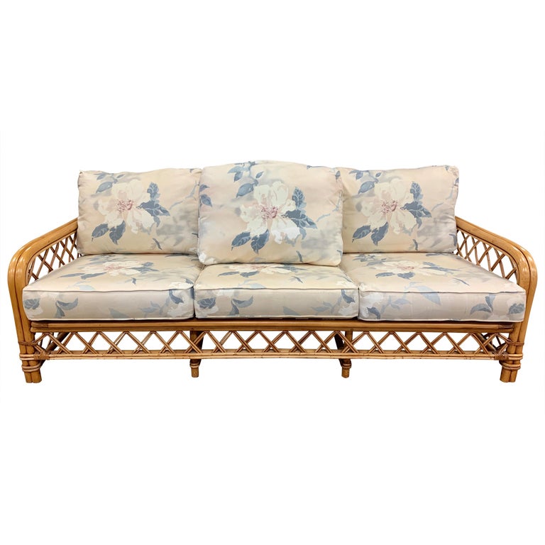 Mid Century Ficks Reed John Wisner Bamboo Rattan Sofa at 1stDibs ...