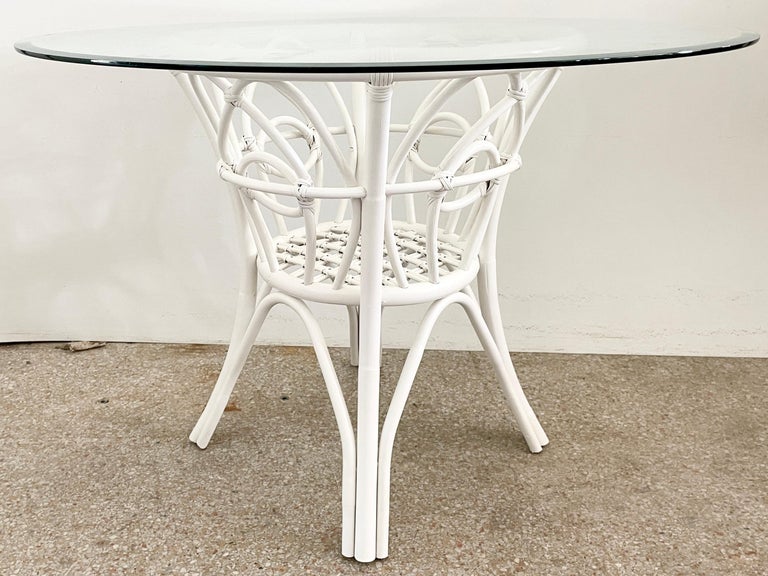 Ficks Reed Lattice Pattern Small Round Dining Table For Sale at 1stDibs