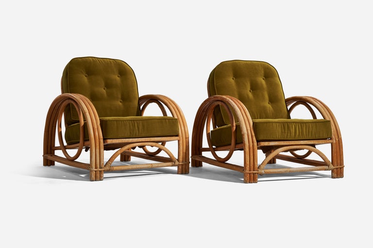 Ficks Reed, Lounge Chairs, Bamboo, Rattan, Fabric, C. 1950s For Sale at ...