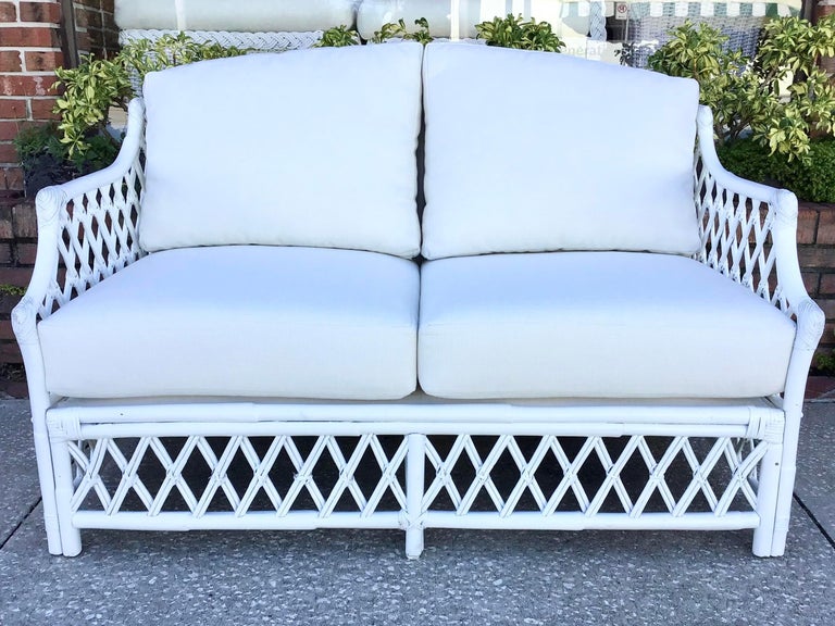 Ficks Reed Loveseat with New Cushions For Sale at 1stDibs