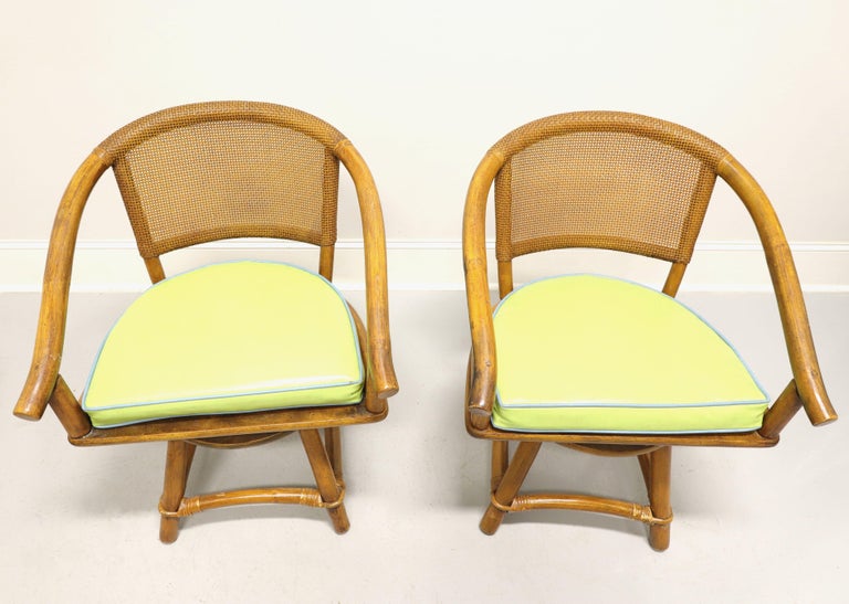 FICKS REED Mid 20th Century Faux Bamboo Rattan Swivel Chairs - Pair B ...