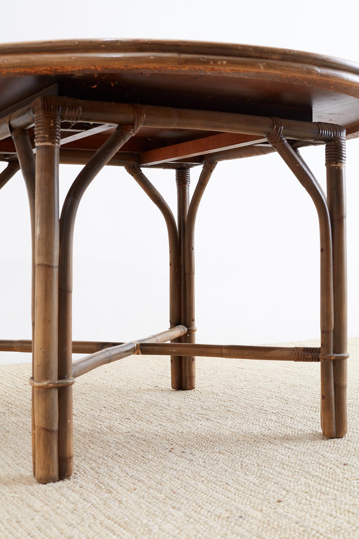Ficks Reed Midcentury Rattan Dining Table at 1stDibs