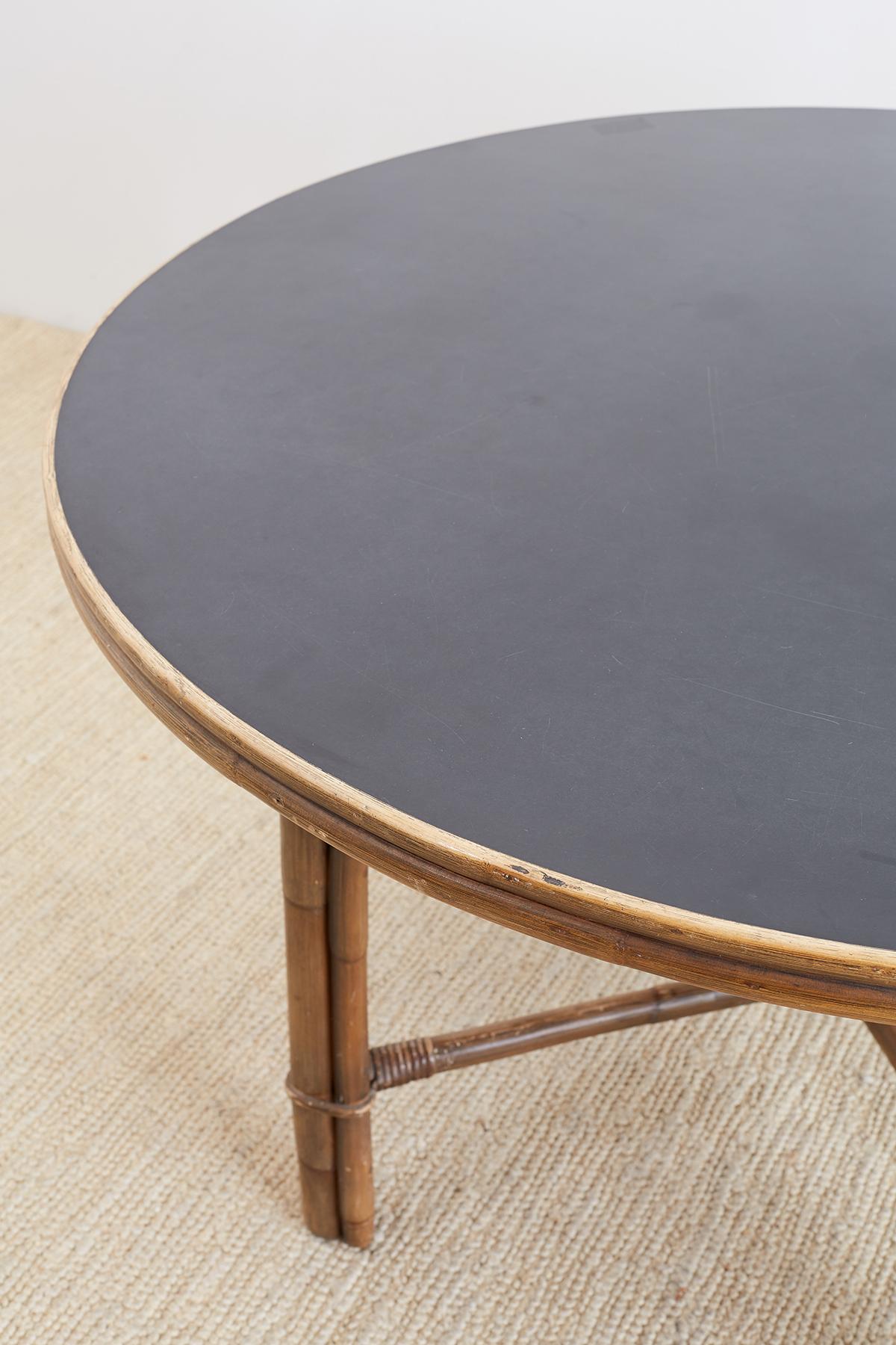 Ficks Reed Midcentury Rattan Dining Table at 1stDibs