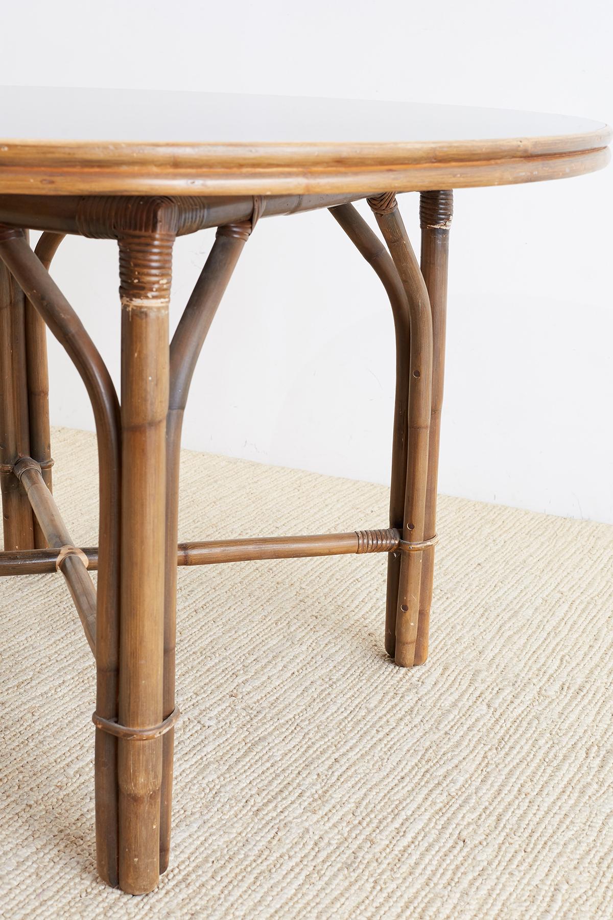 Ficks Reed Midcentury Rattan Dining Table at 1stDibs
