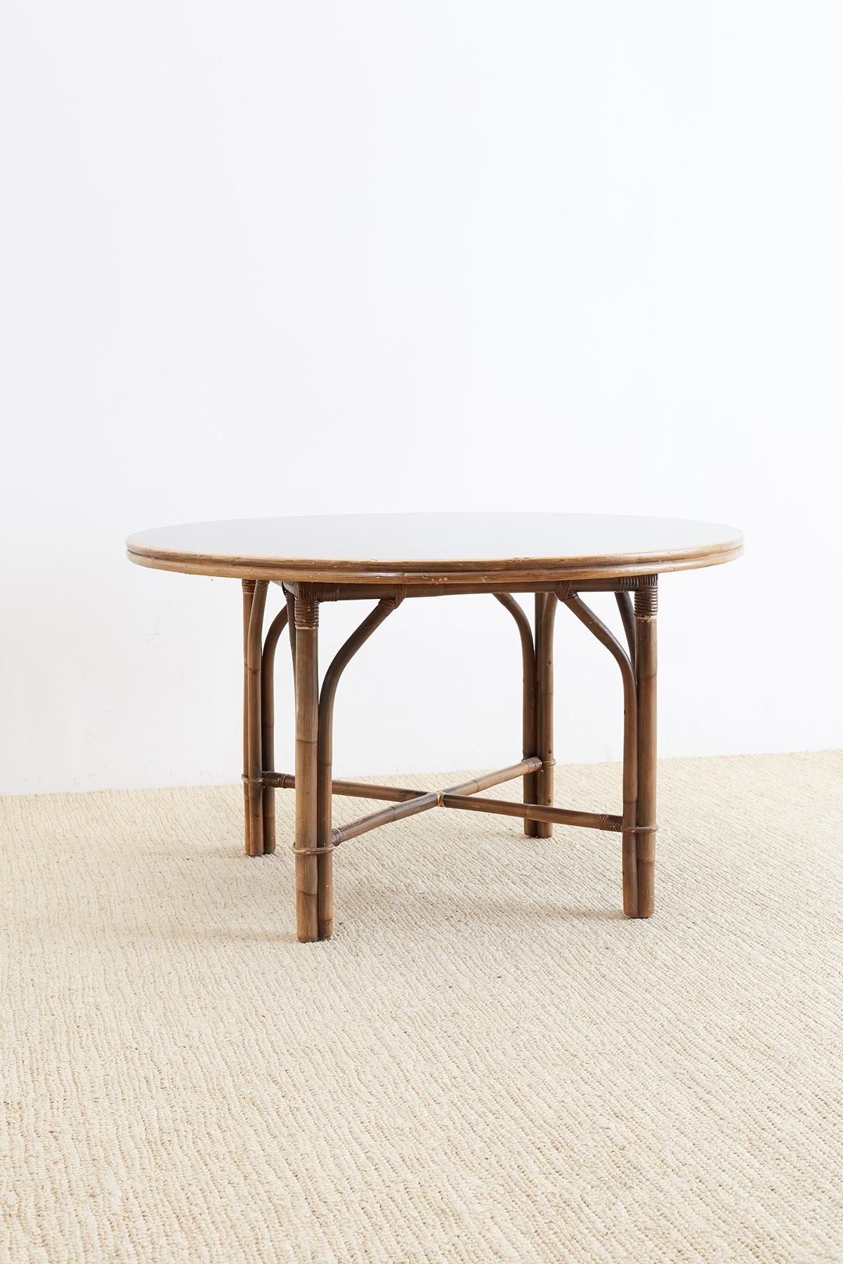 Ficks Reed Midcentury Rattan Dining Table at 1stDibs