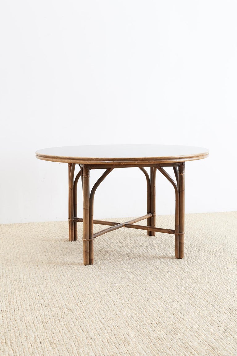 Ficks Reed Midcentury Rattan Dining Table at 1stDibs