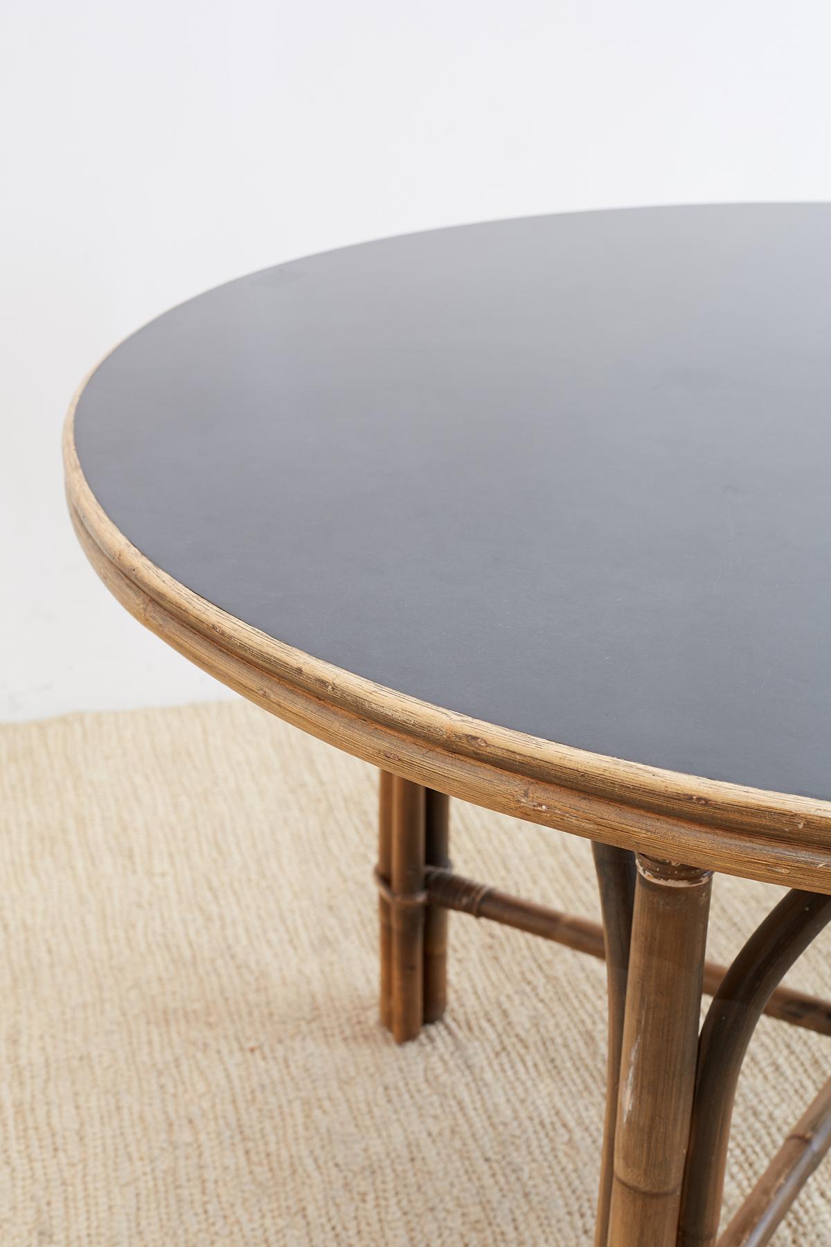 Ficks Reed Midcentury Rattan Dining Table at 1stDibs