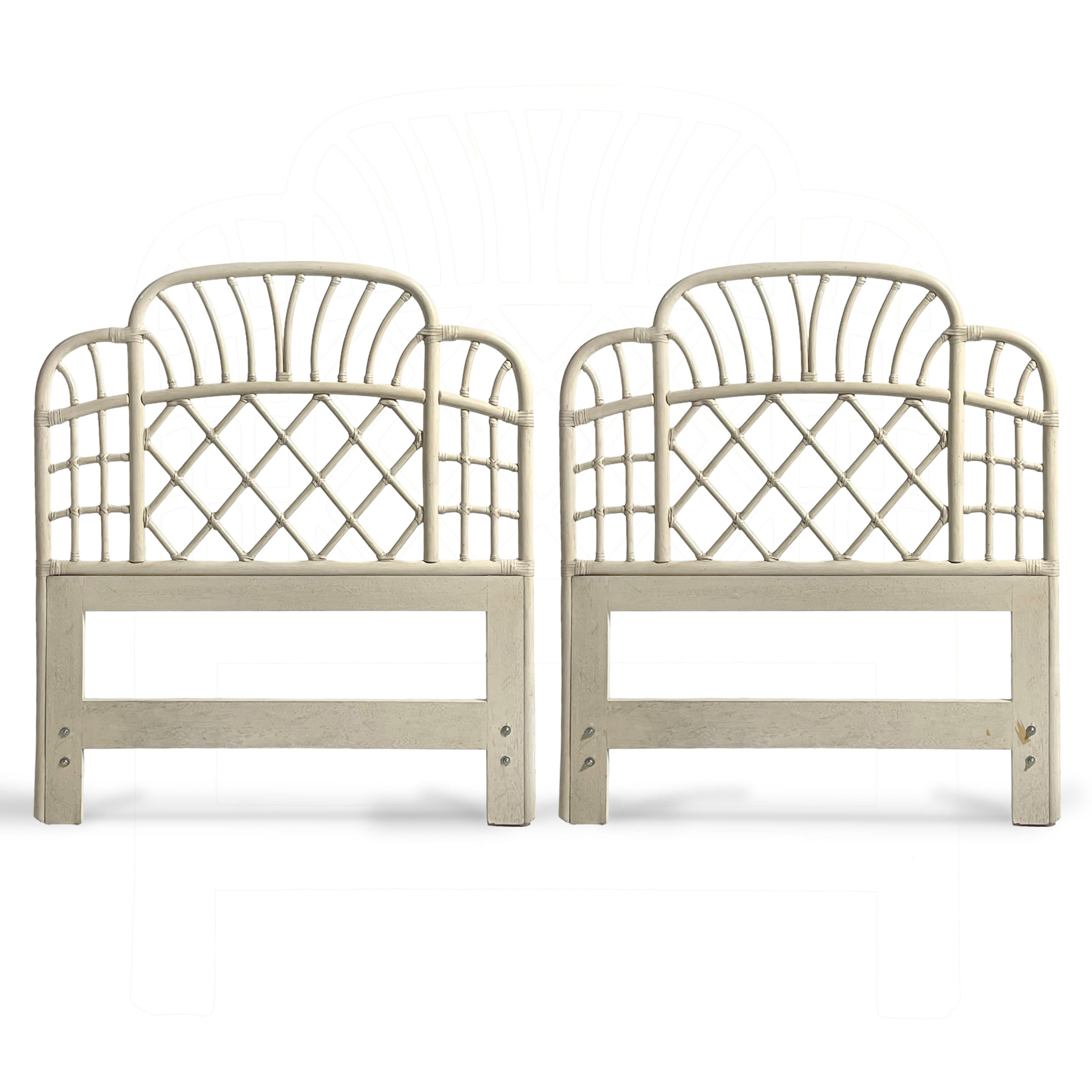 Ficks Reed Pair of Rattan Headboards at 1stDibs | reeded headboard