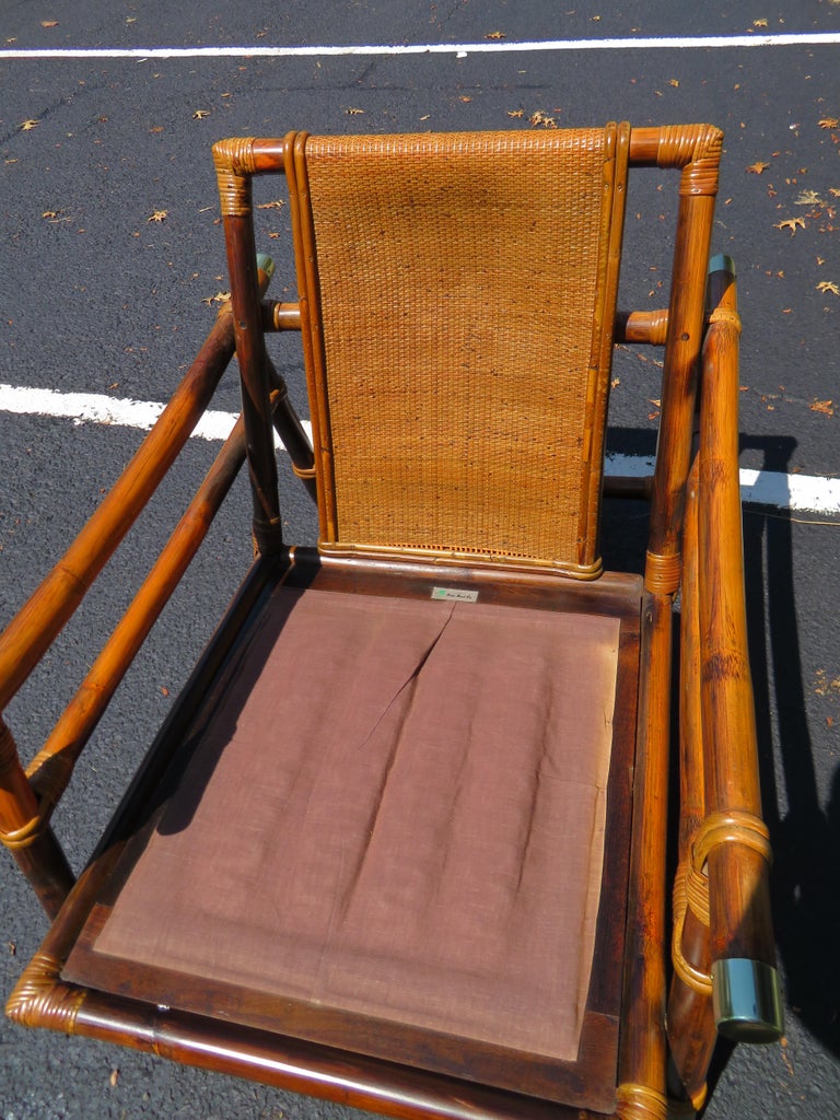 Ficks Reed Rattan Lounge Club Chair Ottoman by John Wisner Campaign ...