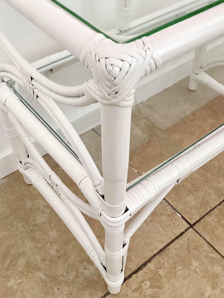 Ficks Reed Rattan Tier Table For Sale at 1stDibs