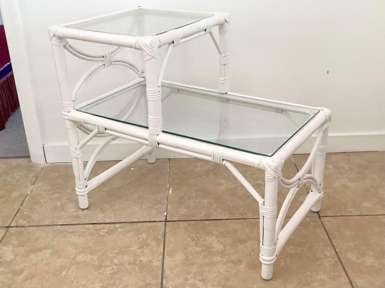 Ficks Reed Rattan Tier Table For Sale at 1stDibs