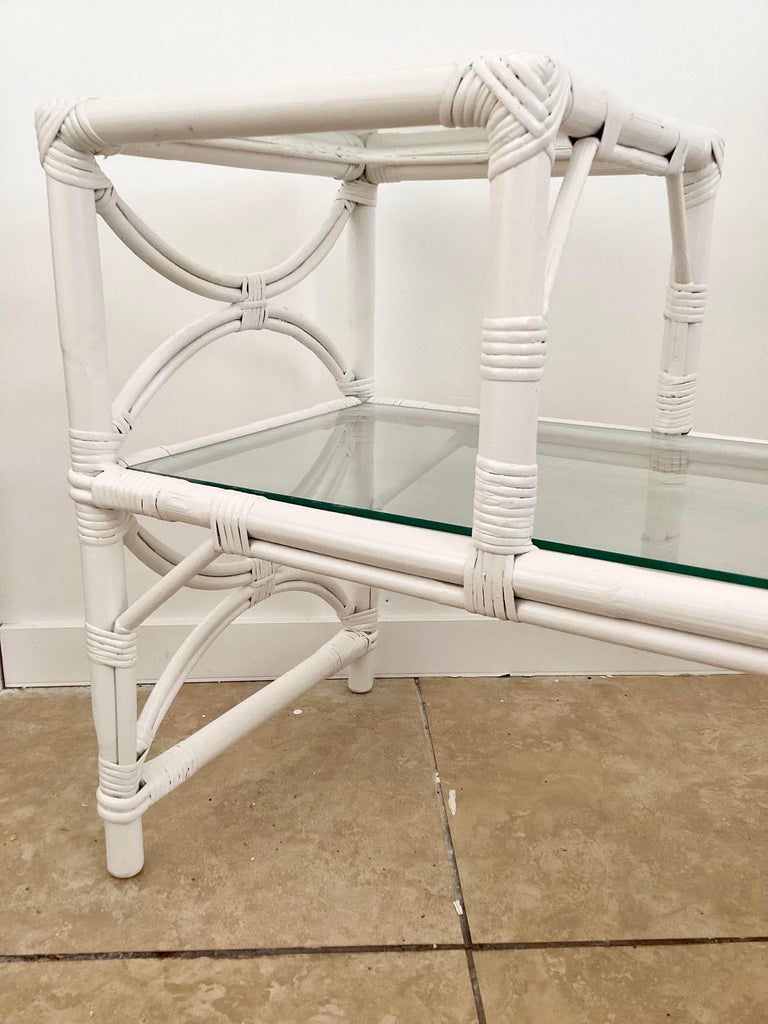 Ficks Reed Rattan Tier Table For Sale at 1stDibs