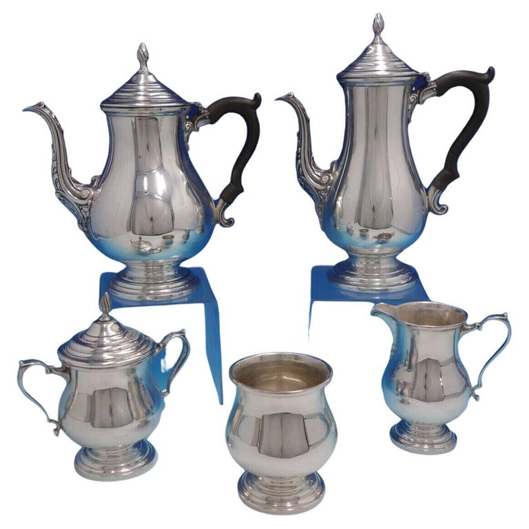 Fiddle Thread by Ellmore Sterling Silver Tea Set 5pc #R768 Massively ...