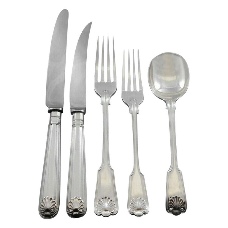 Fiddle Thread and Shell James Robinson Sterling Silver Flatware Set ...