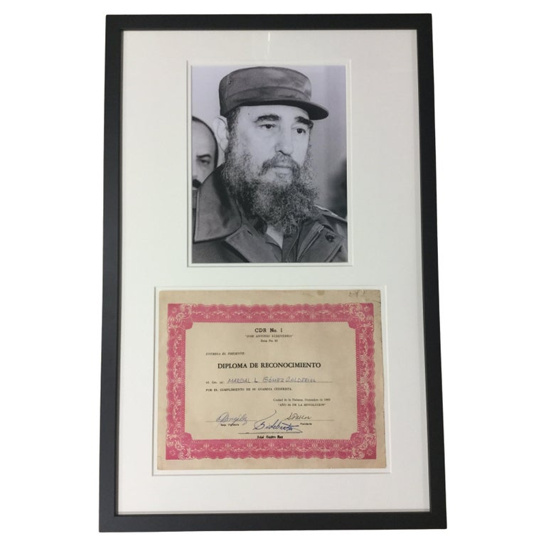 Fidel Castro Signed Certificate of Recognition For Sale at 1stDibs