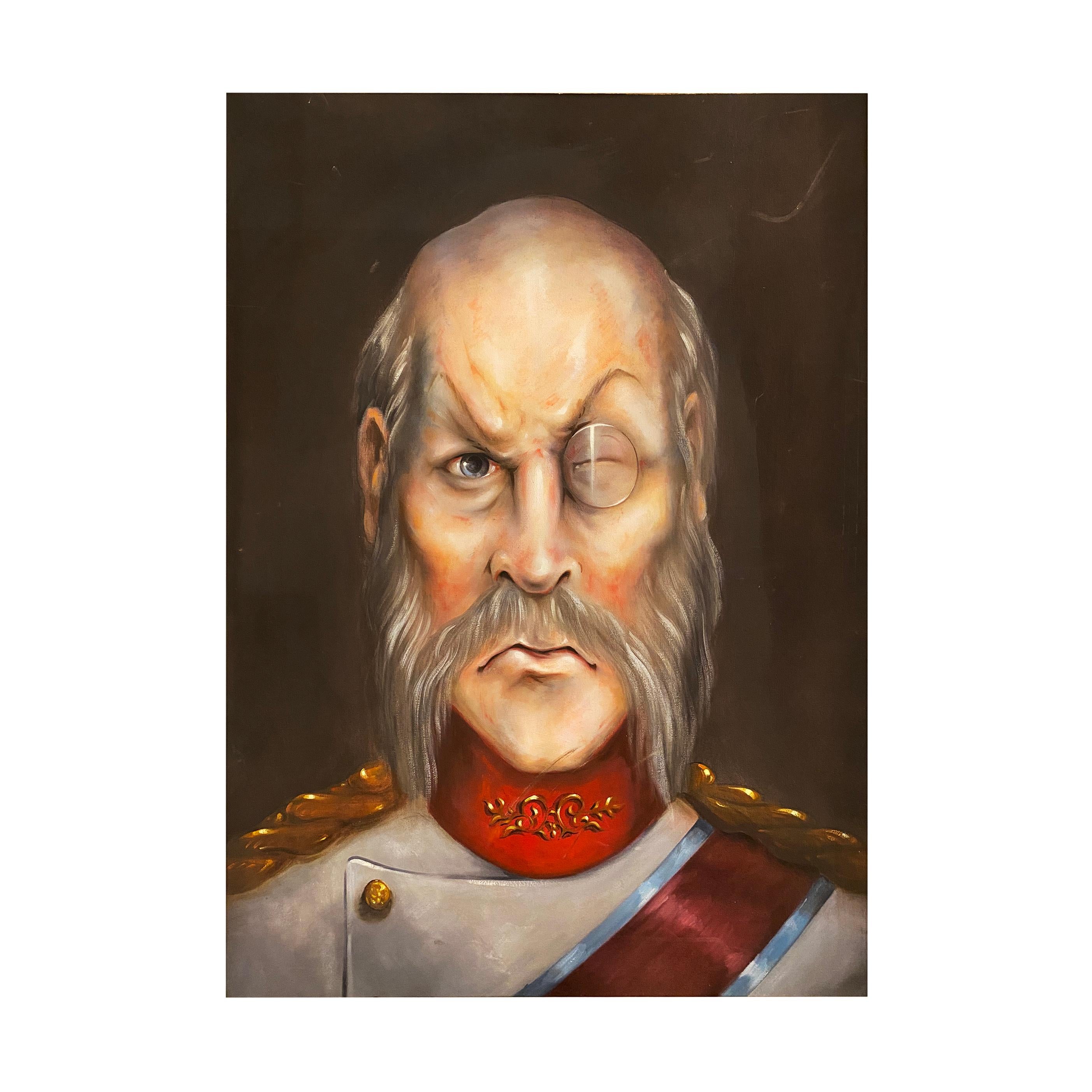 Field Marshal with Monocle Painting Victorian 1990s Surrealist oil on ...