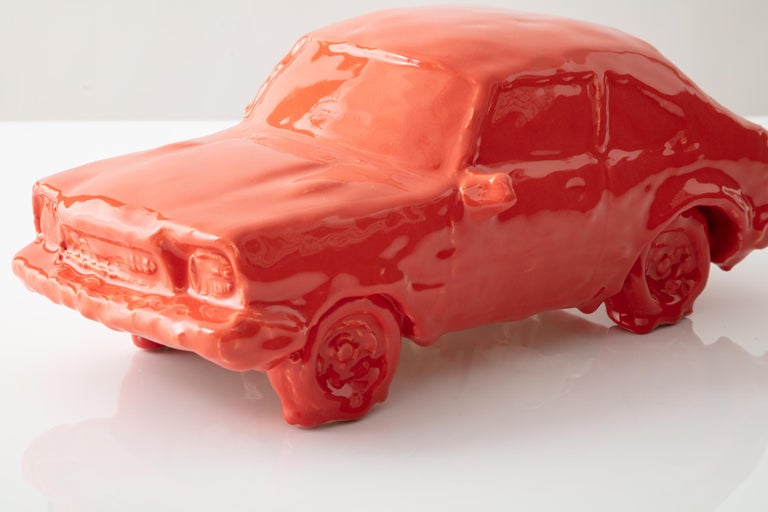 "Fiesta Civic" Glazed Ceramic Car Sculpture For Sale at 1stDibs