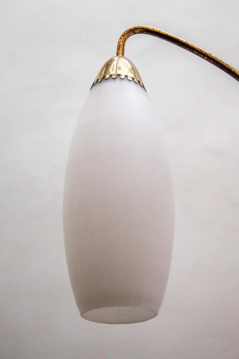 Fifties Design Three Opal Shade Chandelier For Sale at 1stDibs