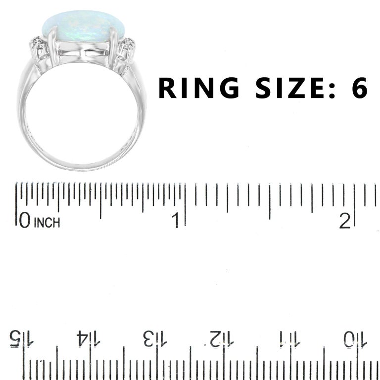 Fifties Opal Diamond and Platinum Ring For Sale at 1stDibs