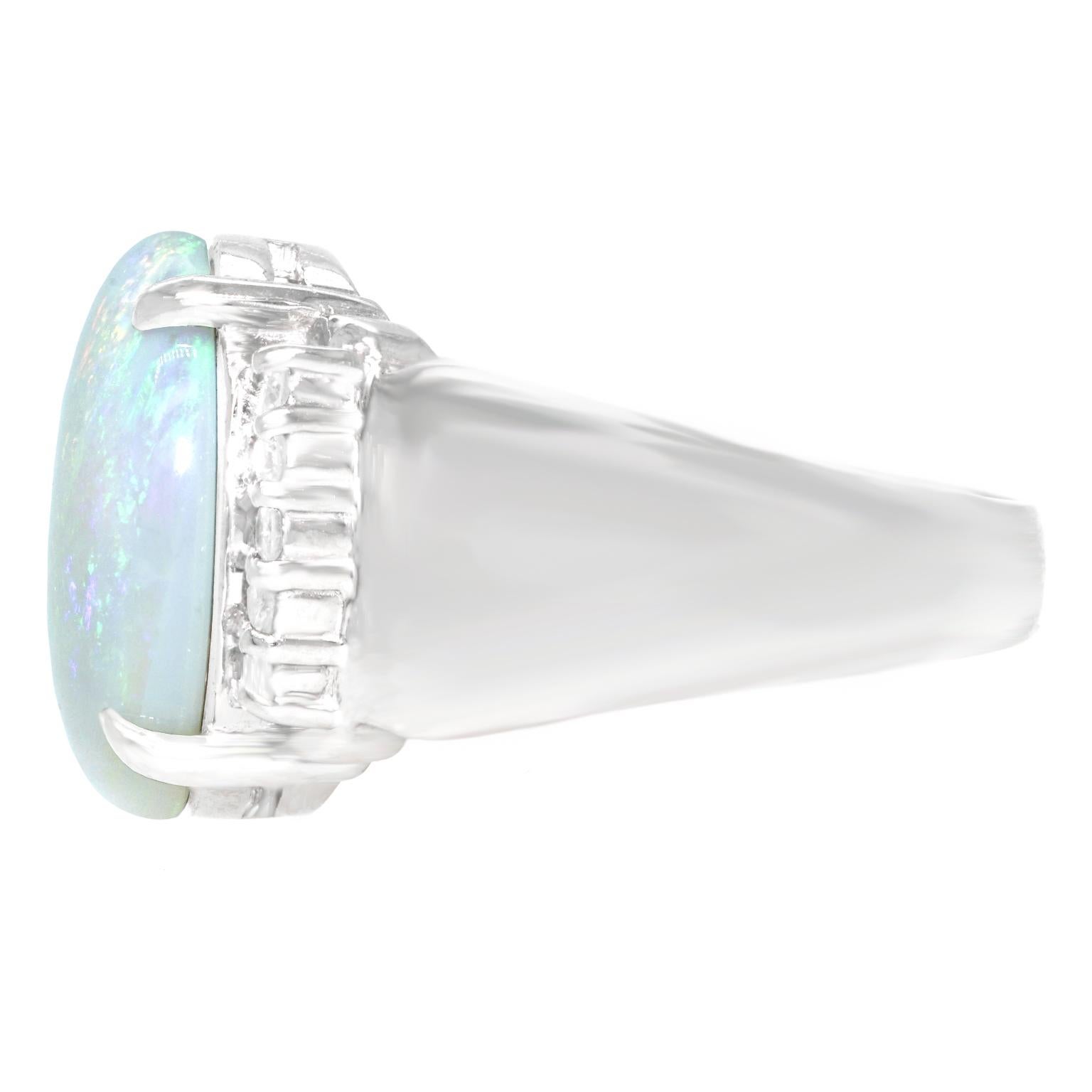 Fifties Opal Diamond and Platinum Ring at 1stDibs