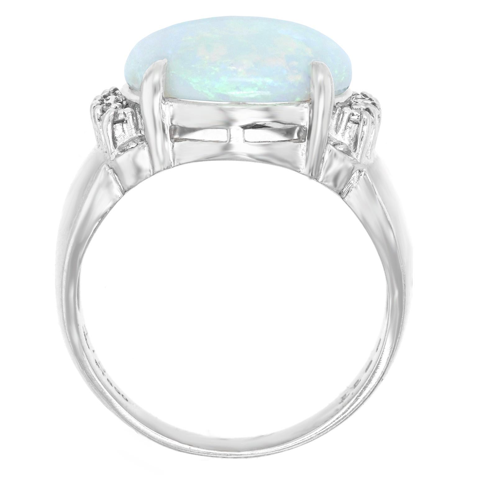 Fifties Opal Diamond and Platinum Ring at 1stDibs