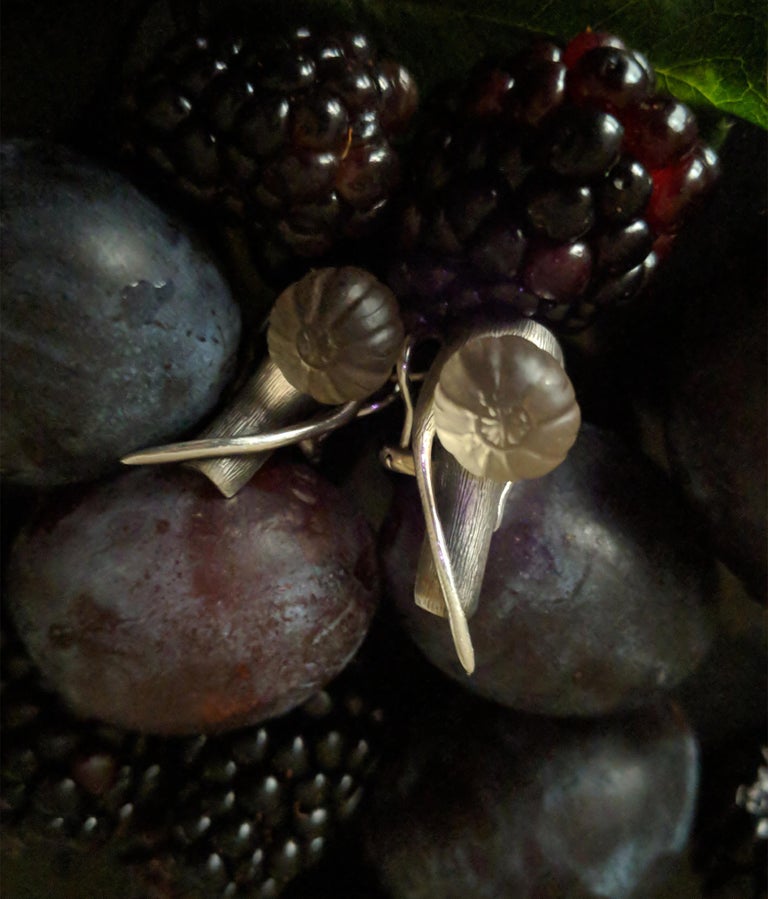 Fig Earrings in Silver with Smoky Quartzes by the Artist For Sale at ...