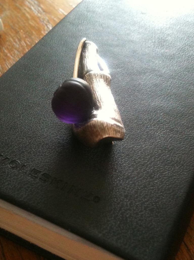 Fig Pendant and Brooch with Amethyst by the Artist For Sale at 1stDibs