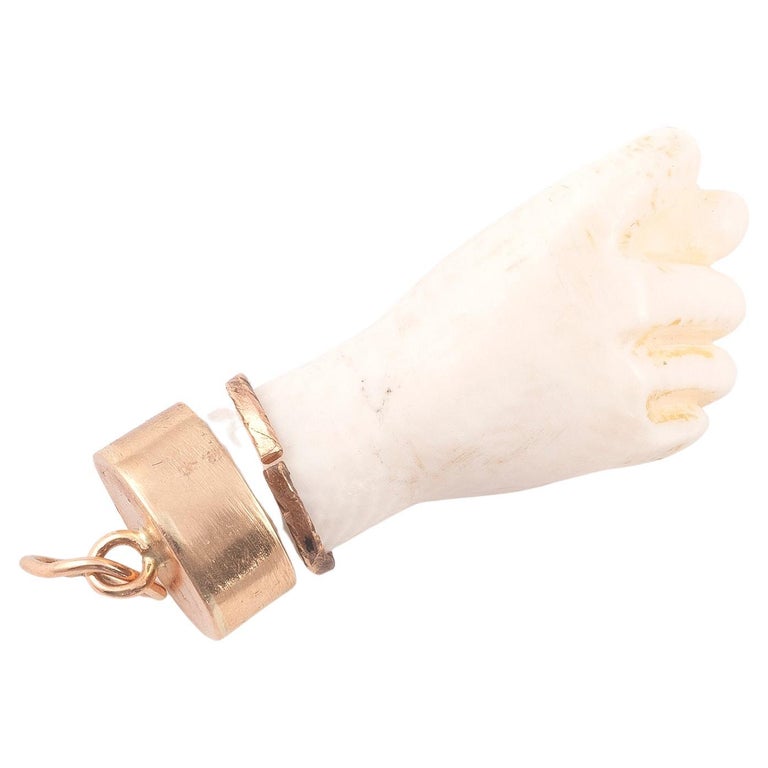 Figa White Coral and 14K Gold Good Luck Charm Pendant For Sale at 1stDibs