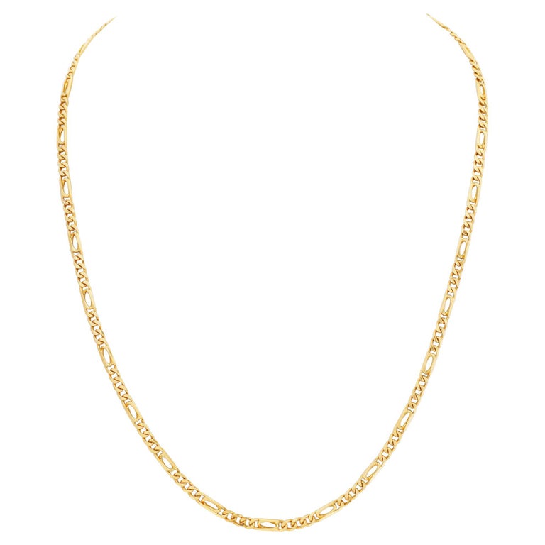 Figaro Link Chain Necklace in 18k Yellow Gold at 1stDibs