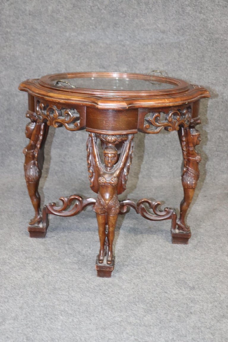 Figural Carved Walnut Glass Tray Top Coffee Table with Roman Figures ...