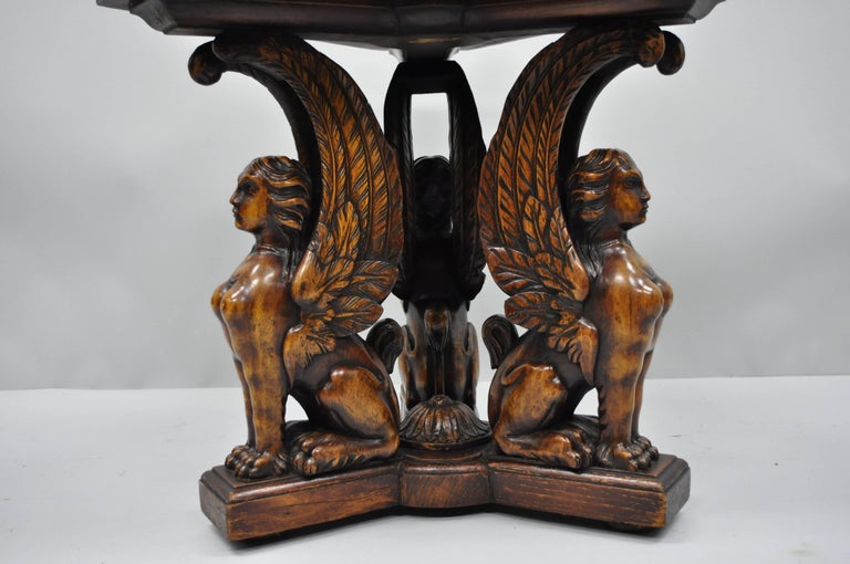 Figural Carved Walnut Winged Female Griffin Triangle Side Table Resin ...
