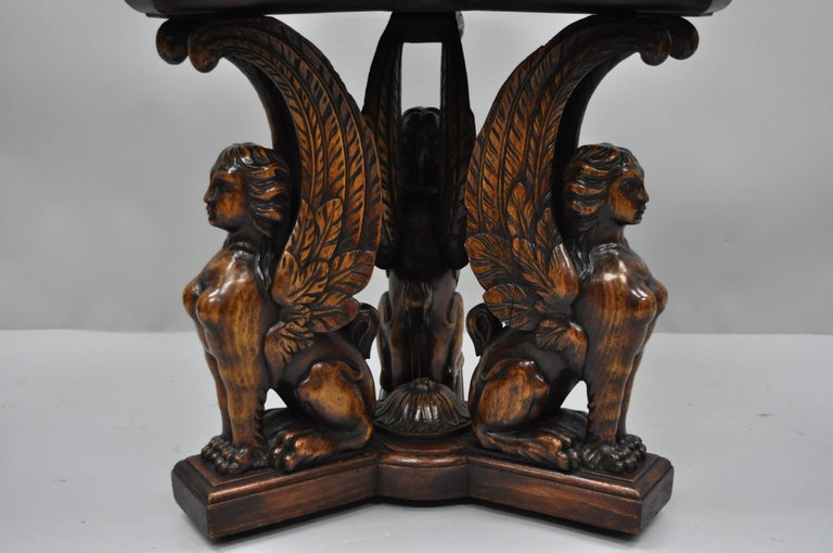 Figural Carved Walnut Winged Female Griffin Triangle Side Table Resin ...