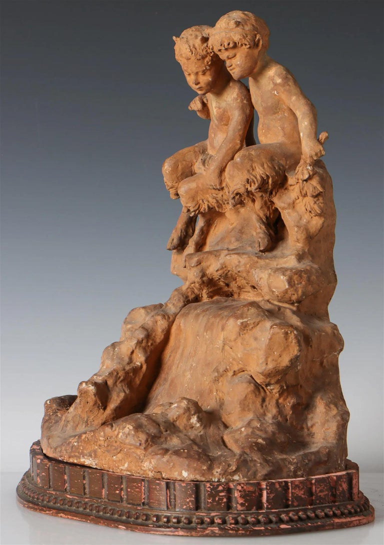 Figural Group of Fauns in a Naturalistic Setting, 19th Century French ...