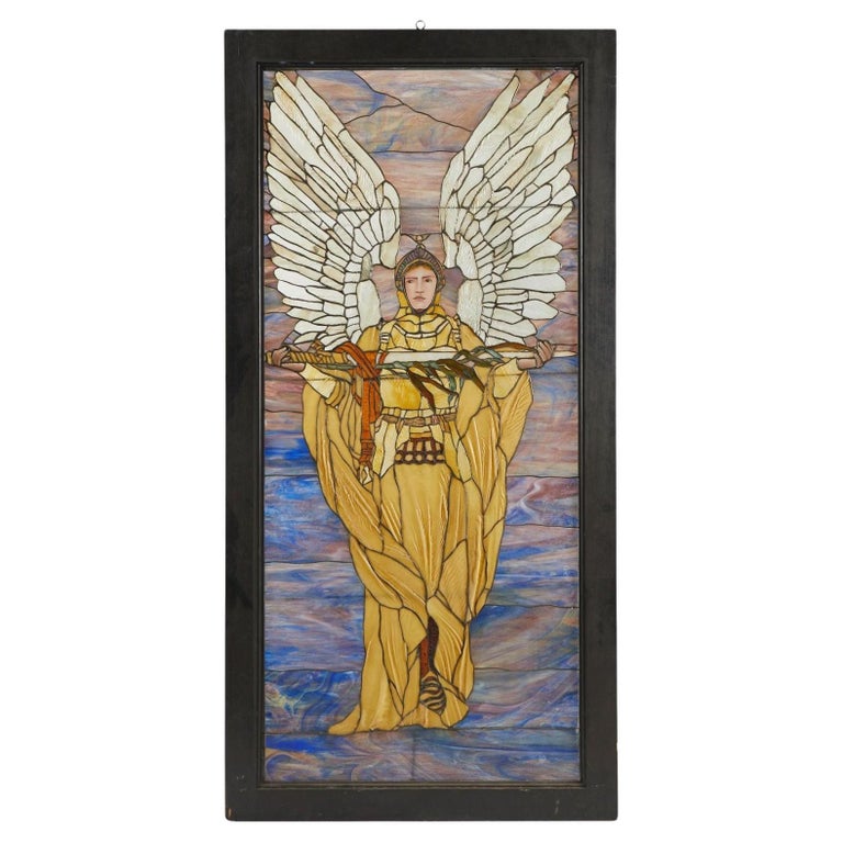 Figural Leaded Tiffany Quality Glass Window For Sale at 1stDibs