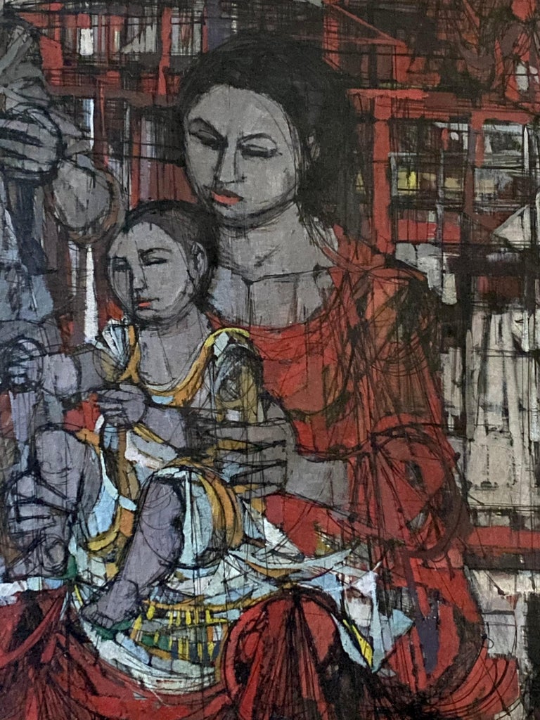 Figural Oil Painting by Larry Cabaniss, Figures in the Piazza at 1stDibs